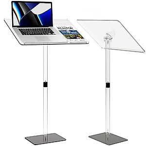 Ultra Clear Acrylic Pulpit Podium Stand | Modern Portable Pulpits for Churches Pastors Modern School Classroom Lecterns | Music Wedding Event Reception (Classic-24'X16')