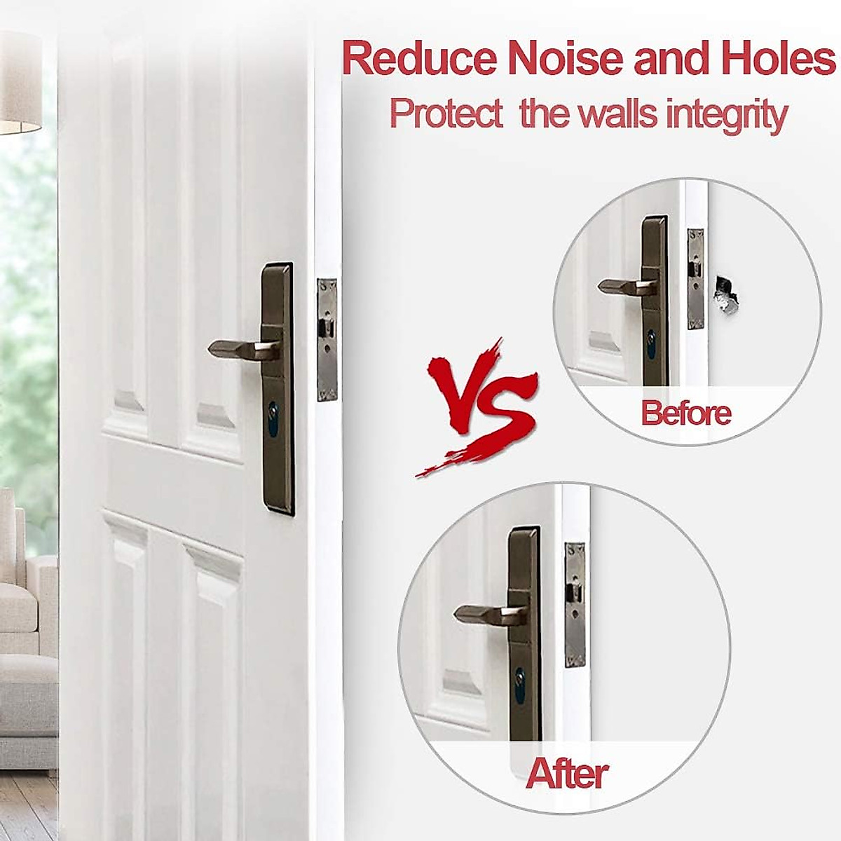 Door Stopper, 2 Pack Magnetic Door Stop White, Stainless Steel Door Catch, 3M Double-Sided Self Adhesive Tape, Door Holder Doorstop, No Drilling, Keep Your Door Open