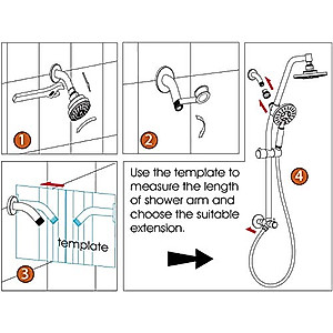 BRIGHT SHOWERS Rain Shower Heads System Solid Brass Sliding Bar with Height Adjustable High Pressure Handheld Shower Head, No Drilling Installation Option Provided