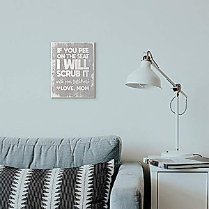 Stupell Industries Pee On Seat Funny Word Bathroom Wood Textured Grey Design Wall Plaque, 10 x 15, Multi-Color