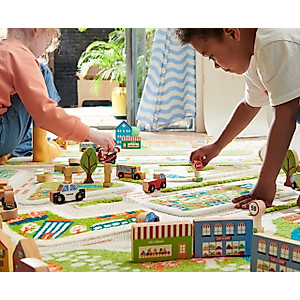 IVI Mini City Thick 3D Kids Play Mat Rug, 71" L x 53" W, Non-Toxic, Stain Resistant, Educational Montessori Activity Toys for Kids