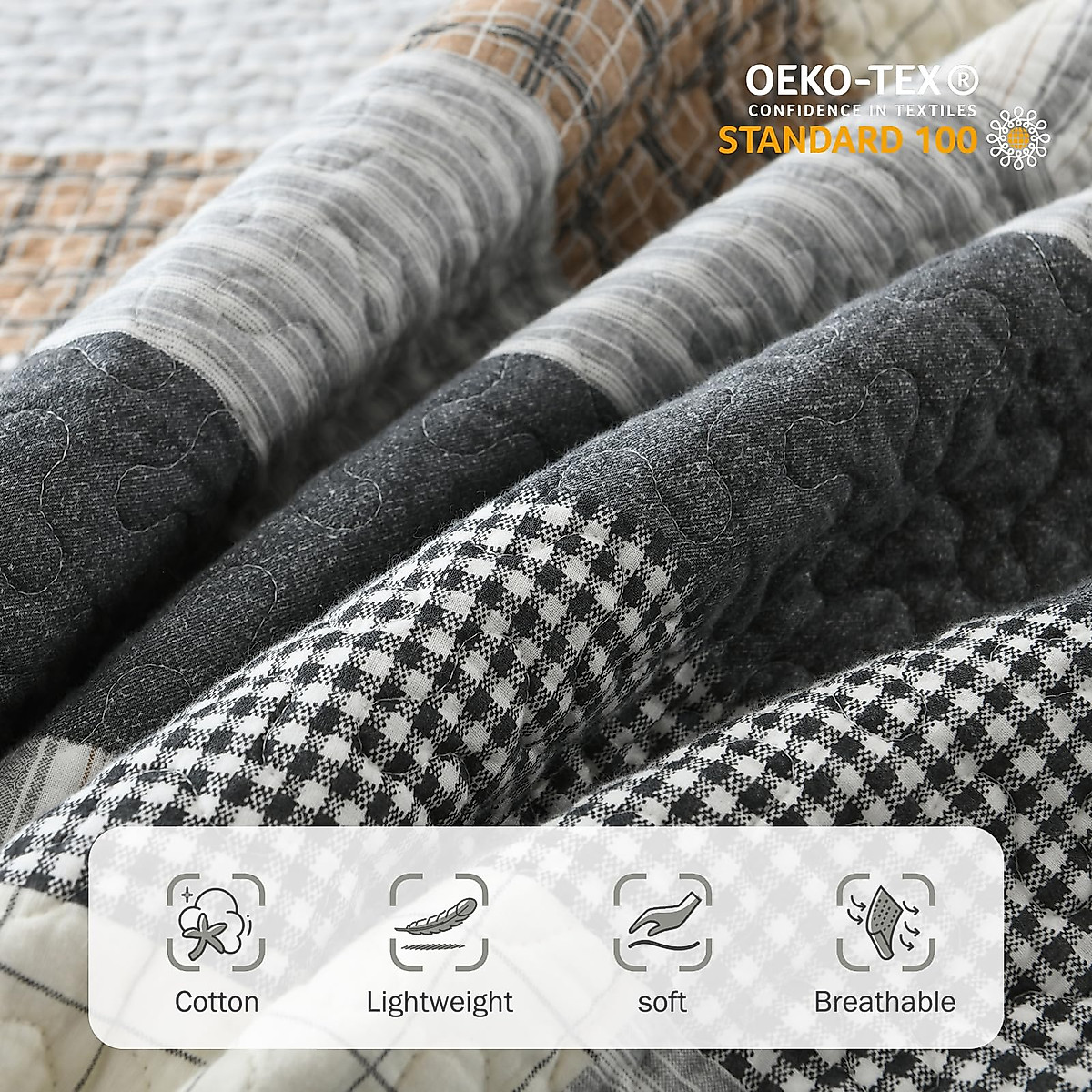 Y-PLWOMEN Queen Quilt Bedding Set 100% Cotton Lightweight Quilts Queen Size, Cozy Quilt for Queen Bed, Reservible Queen Bedspread Soft Queen Quilt Set for All Season, 3-Pieces