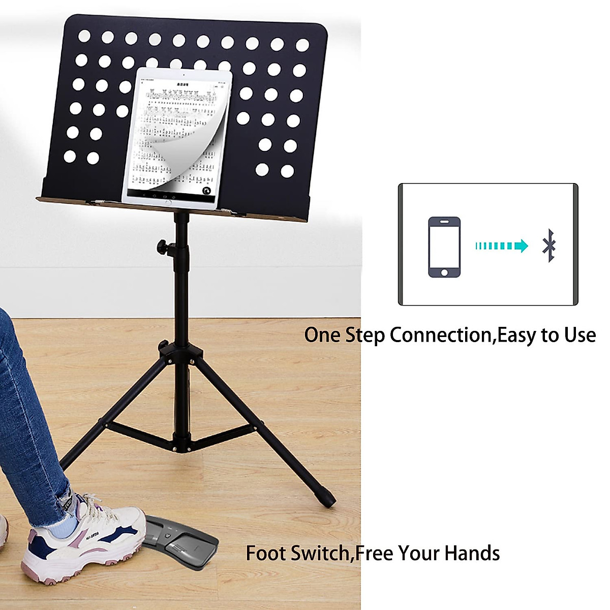 Wireless Page Turner Pedal For Music Support iOS Android Phone Tablets Foot Switch Pedal Control