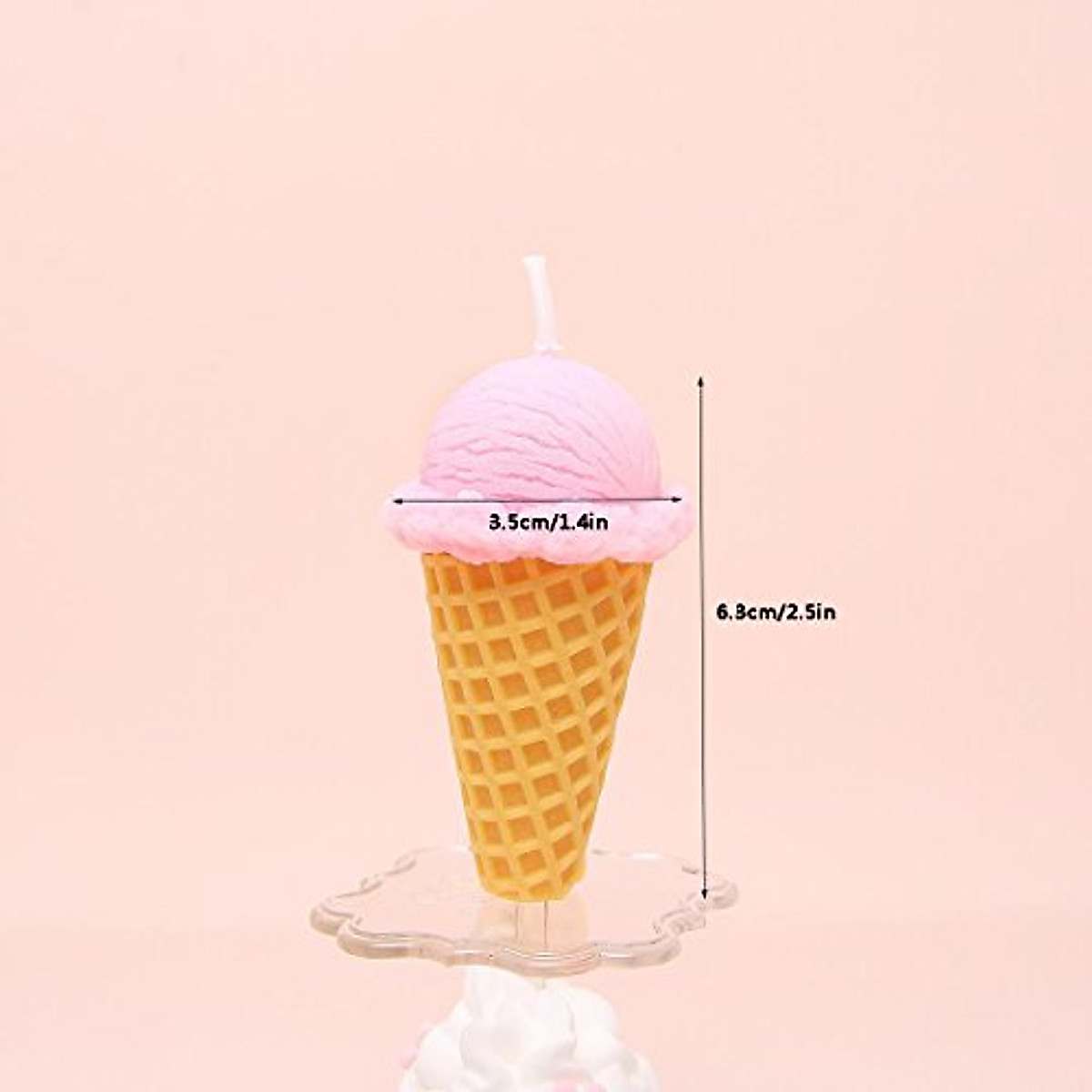 Birthday Candles Lollipops Smokeless Cake Topper Candle for Party Supplies and Wedding Favor (Ice Cream)