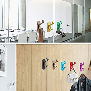 MOEFU Adhesive Wall Hooks Heavy Duty Wall Hangers Without Nails for Entryway, Bathroom, Bedroom, Closet Room, Kitchen (10 Colors,10-Pack)