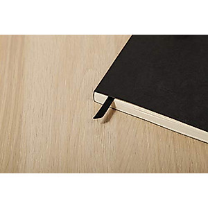 Clairefontaine - Ref 793461C - Age Bag Thread-Bound Notebook (192 Pages) - A5 Size, Lined Rulings, 90gsm Brushed Vellum Paper, Elastic Closure - Black Cover