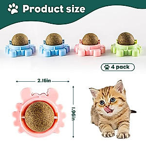 Catnip Ball Toy for Cats Wall 4 Pack Cat Nips Organic Ball Edible Kitten Toys Interactive Cat Lick Chew Toy Indoor Cat Toy Treats for Cat Teeth Cleaning Relieve Cat Anxiety