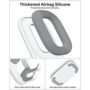 OMOTON Foldable Cell Phone Stand, Fully Portable Phone Stand for Deak Cell Phones Accessories, Height Adjustable Mobile Phone Holder Stand with Charging Hole, Compatible with All Smart Phones, White