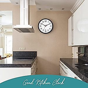 Wall Clock, 12-Inch Silent Non-Ticking Easy to Read, Quartz, Battery Operated, Analog, for Classroom, Office, Kitchen, Bedroom,