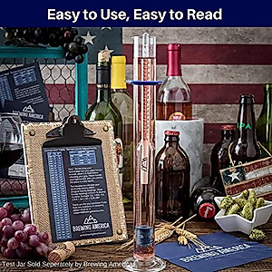 Brewing Hydrometer Alcohol Tester Kit: Beer & Wine American-Made Specific Gravity ABV Test Pro Series Traceable & Borosilicate Glass Test Tube Jar & Brush