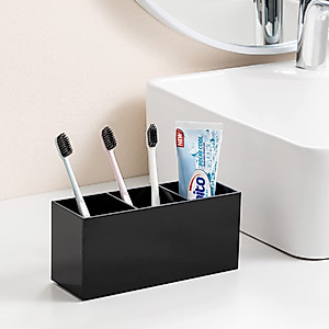 HBlife Makeup Brush Holder Organizer, 3 Slot Acrylic Cosmetics Brushes Storage Solution, Black
