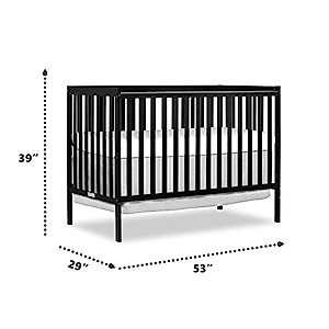 Dream On Me Synergy 5-in-1 Convertible Crib in Black & 2-in-1 Breathable Twilight 5" Spring Coil Crib and Toddler Bed Mattress
