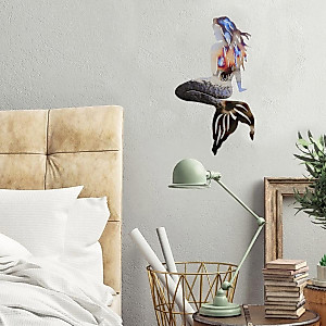 Mermaid Metal Wall Decor, Hanging Mermaid Wall Decoration, Stainless Steel Mermaid Sculpture for Home Garden Beach Decoration (Sliver)