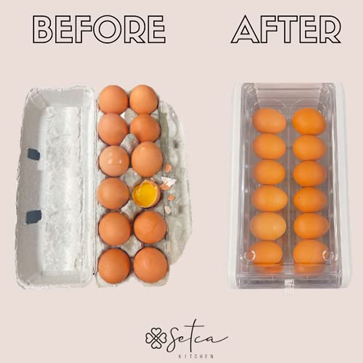 Generic Egg Holder/Container for Refrigerator, Large Capacity, High Quatily, Fresh MultiLayer Box Fridge for Chicken Egg, Storage Kitchen Organization, Chic Design (Gray, Medium 2-Layer 24 eggs)