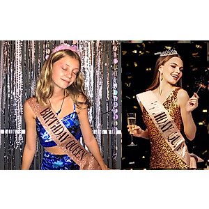 BLUPLE Birthday Queen Sash Rose Gold Birthday Sash for Women Girls Gift, Birthday Decorations Party Favors