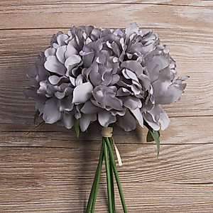 Artificial Fake Peony Silk Flower Bridal Hydrangea Home Wedding Garden Decor, (Grey)