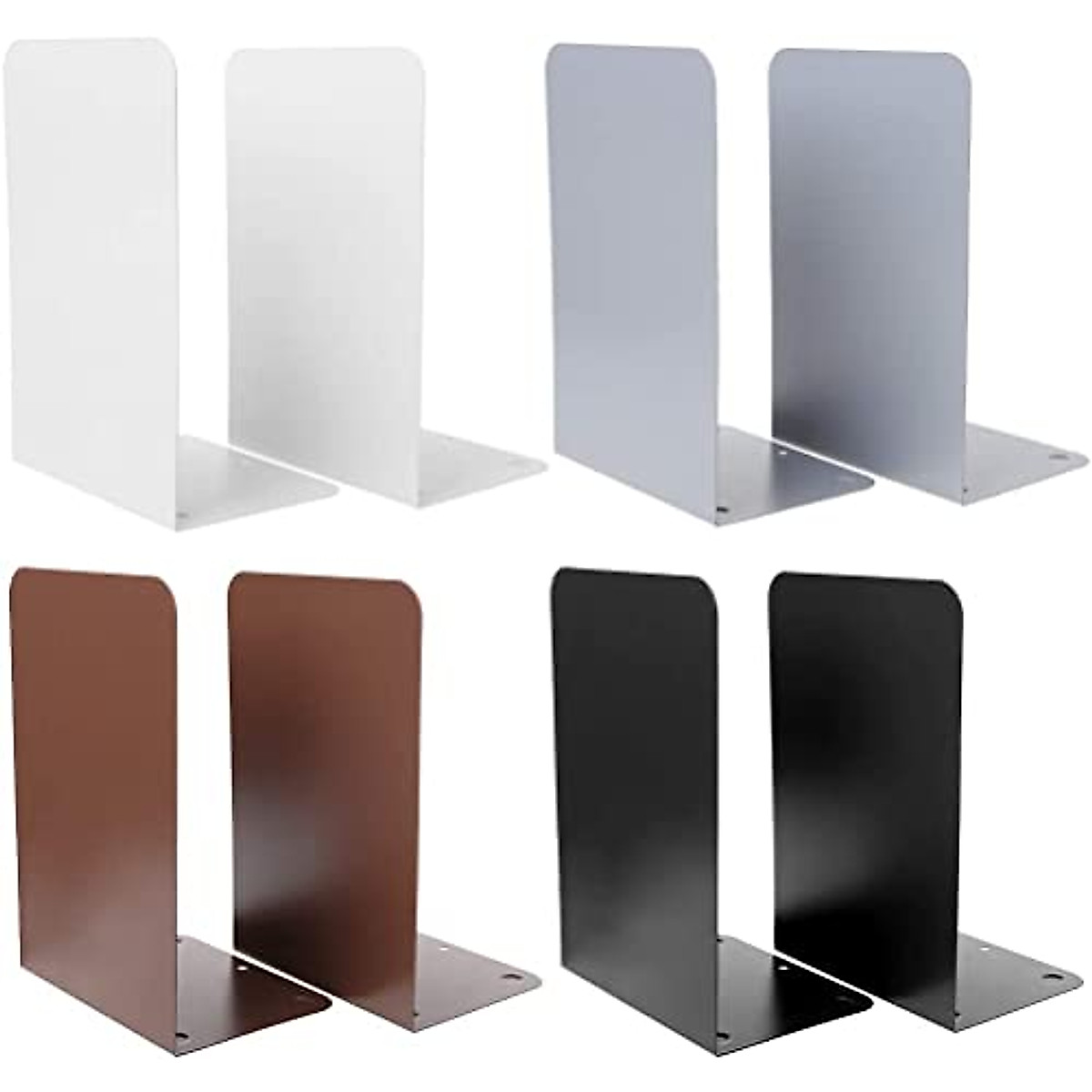 Sujetalibros Book Ends 1 Pair Metal Bookends for Shelves L-Shaped Book Ends Anti-Skid Book Shelf Desktop Organizer for Books CDs DVDs Magazines Book Stopper