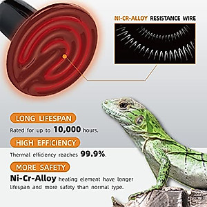 Goaika 2-Pack Ceramic Heat Emitter, 100W/150W Reptile Heat Lamp Bulb, No Light Emitting for Amphibian Pet/Brooder Coop/Dog House/Aquarium Heater-100W