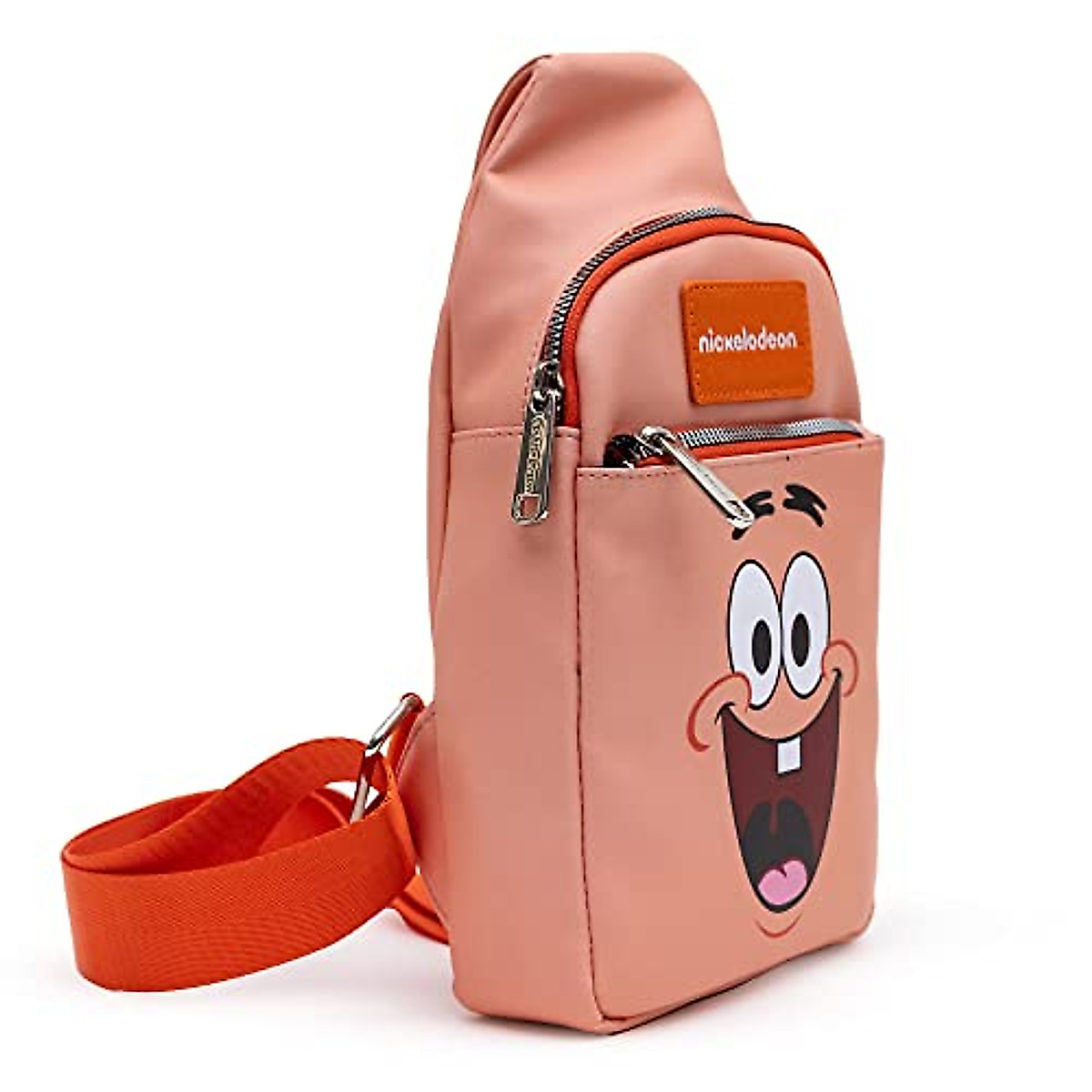 Nickelodeon Bag, Sling, SpongeBob Patrick Star Close Up, Salmon Orange, Bounding, Vegan Leather