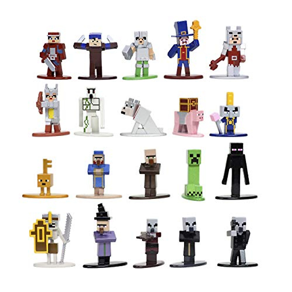 Jada Toys Minecraft Dungeons Nano Metalfigs 1.65" Die-cast Collectible Figures 20-Pack Wave 4, Toys for Kids and Adults Silver
