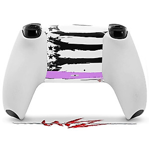 WraptorSkinz Skin Wrap compatible with Sony PS5 DualSense Controller Brushed USA American Flag Pink Line (CONTROLLER NOT INCLUDED)