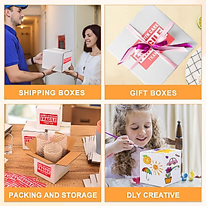 25Pack 5x5x5 Shipping Boxes for Small Business,White Mailing Boxes with Bubble Bags & Fragile Stickers for Mailing and Packing Small Gifts,Candle 5x5 Shipping boxes,Mug boxes for Shipping