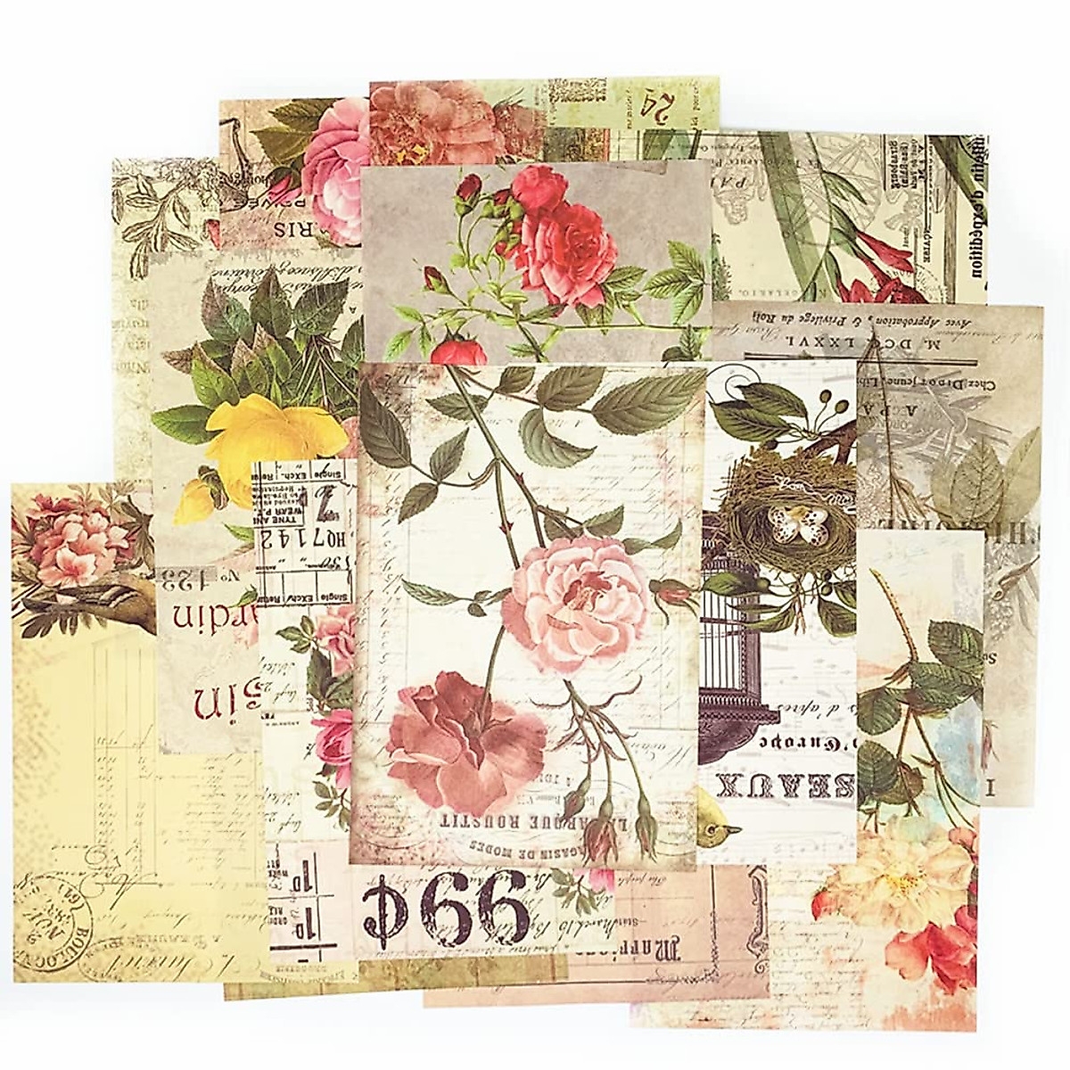 150pcs Vintage Scrapbooking Paper,Old Book Page Music Notes Background Material Paper for DIY Decoupage Junk Journal Scrapbooks Supplies