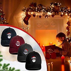 4 Pcs Christmas Hat Christmas Baseball Cap Embroidered Santa Hat Adjustable Washed Funny Baseball Cap for Men Women