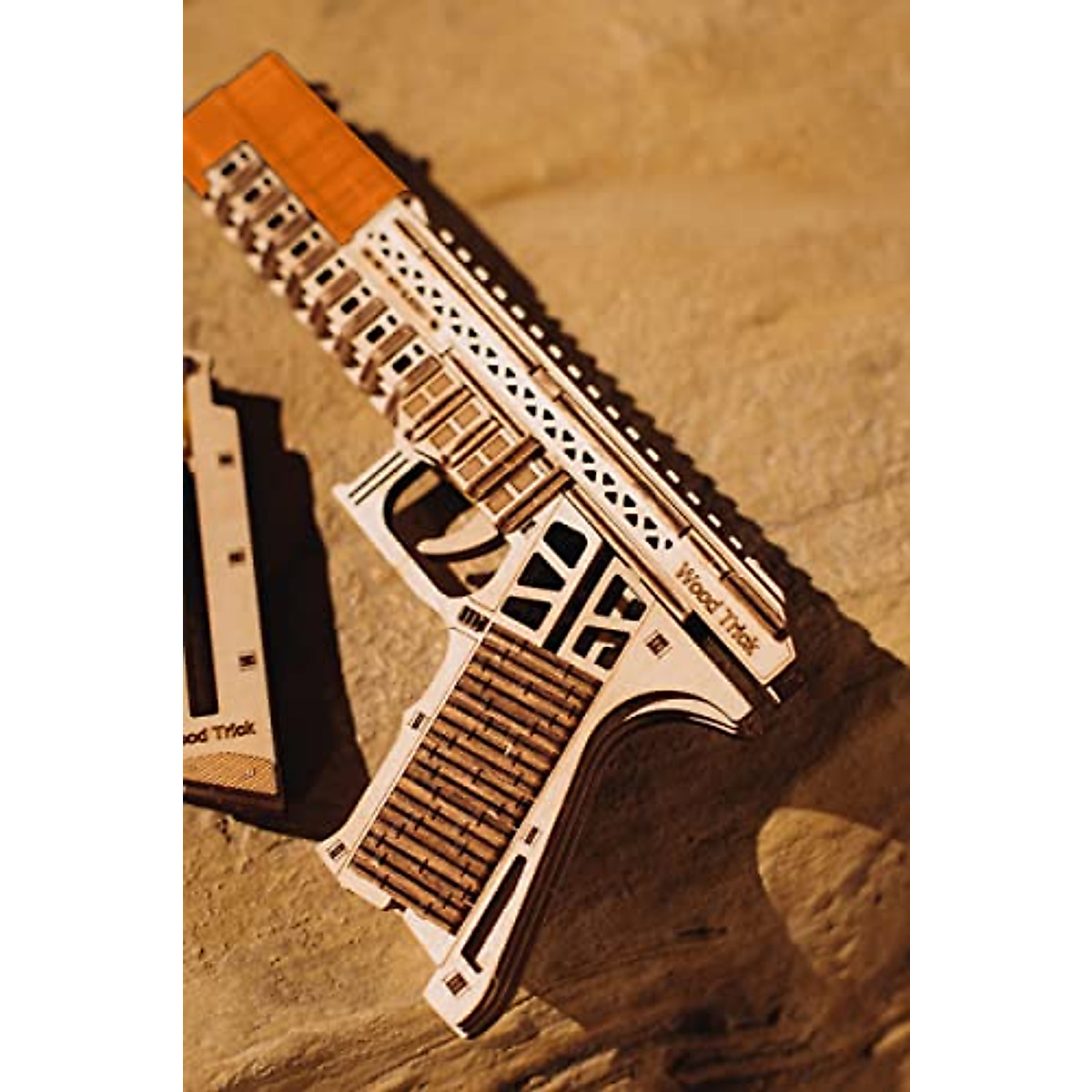 Wood Trick Defenders Gun 3D Wooden Puzzles for Adults and Kids to Build - Shoots up to 13 ft - 2 Clips - 9x5 in - Wooden Model Kits for Adults and Kids - 14+