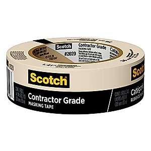 Scotch Contractor Grade Masking Tape, 1.41 inches by 60.1 yards (360 yards total), 2020, 6 Rolls