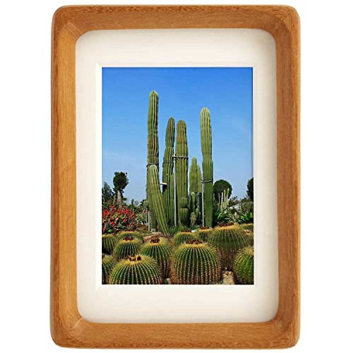 Natural Wood Photo Frames Inspired Tabletop Picture Frame with Mat, Vertical or Horizontal Display (Teak, 4x6 matted to 3x5)
