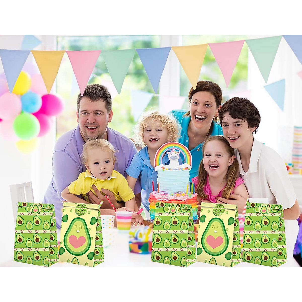 XGELUL Avocado Party Favors Candy Bags with Stickers - Avocado Goodie Gift Treat Bags - Avocado Themed Birthday Party Supplies