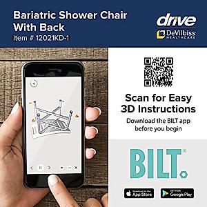 Drive Medical 12021KD-1 Bariatric Heavy Duty Bathroom Bench with Back, Gray