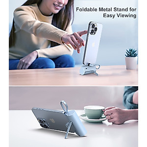 QHYRGEY Portable Charger for iPhone, 5000mAh Mini Power Bank with Built-in Cable & Phone Stand, Small Battery Pack Compatible with for iPhone14/13/12/11/Pro/XS/XR/X/8/7/6/Plus AirPods and More, White