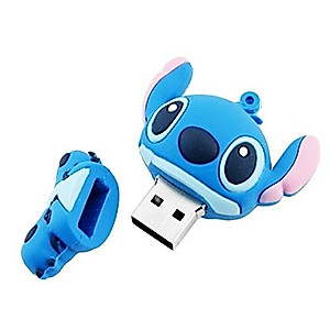 Novelty Stitch Blue Shape Design 32GB USB 2.0 Flash Drive Cute Memory Stick Stitch Thumb Drive Data Storage Pendrive Cartoon Jump Drive Gift (Stitch Blue-32GB)
