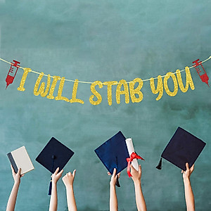 I Will Stab You Banner, Congrats Nurse/BSN Grad Banner, Doctor Nurse Graduation Bunting Sign, Nursing School Grad Party Decoration Supplies