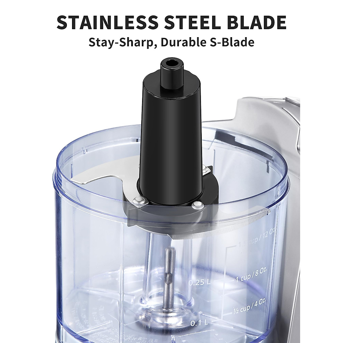 1.5-Cup One-Touch Electric Food Chopper, 100W Mini Food Processor Meat Grinder, Mix, Chop, Mince and Blend Vegetables, Fruits, Nuts, Meats, Stainless Steel Blade (Silver)