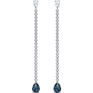 Swarovski Vintage Pierced Drop Earrings Blue/Rhodium Plating One Size