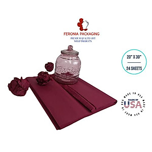 Burgundy Tissue Paper Squares, Bulk 24 Sheets, Premium Gift Wrap and Art Supplies for Birthdays, Holidays, or Presents by Feronia packaging, Large 20 Inch x 30 Inch