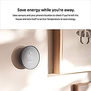 Google Nest Thermostat - Smart Thermostat for Home - Programmable Wifi Thermostat - Charcoal