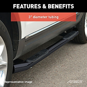 ARIES 203006 3-Inch Round Black Steel Nerf Bars, No-Drill, Select Ford Excursion, F-250, F-350 Super Duty