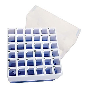 Argos R0015 Blue Polypropylene 36 Place Centrifuge Tube Freezer Storage Box with Clear Lid for 15mL Centrifuge Tubes, 5-3/4" Length x 5-3/4" Width x 4-7/8" Height (Pack of 2)