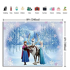 Frozen Ice World Princess Backdrop Winter Frozen Birthday Party Decoration Winter Children Photography Backdrop (8x6FT)