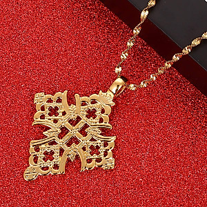 Ethiopia Coin Necklace for Women Men Gold Color Ethiopian Jewelry African Ethnic Gift