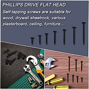 ECKJ Drywall Screws Kit #6 Coarse Thread Sharp Point Self Tapping Screws with Phillips Drive Flat Head, Black Bugle Head Machine Screws Assortment Set for Drywall Sheetrock, Wood, Furniture - 210PCS