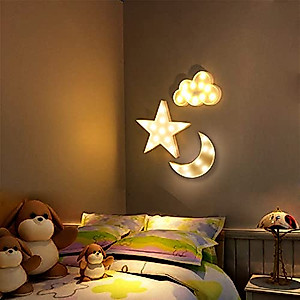 AUSAYE 3 PCS 3D Crescent Moon Light Cloud Led Star Lamp, Decorative Night Lights Room Decor NightLight for Kids Adults Birthday Christmas Gifts
