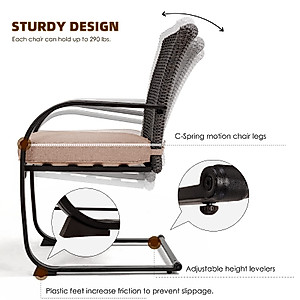 Grand patio 6 Piece Outdoor Wicker Dining Chairs, Spring Patio Furniture Dining Chairs Set of 6 with Cushions for Garden Pool Backyard Lawn, Beige