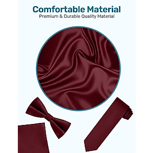 S.H. Churchill & Co. Men's 4 Piece Vest Set, with Bow Tie, Neck Tie & Pocket Hankie - Burgundy, XL
