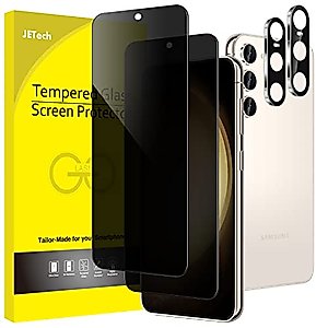 JETech Privacy Screen Protector for Samsung Galaxy S23 5G 6.1-Inch with Camera Lens Protector, Anti-Spy Tempered Glass Film, Fingerprint ID Compatible, 2-Pack Each