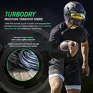 LZRD TECH Football Sleeve - Max Grip Compression Arm Sleeve with Moisture Wicking Fabric, Protection from Turf Burns & Scrapes - NCAA Legal UV Protection Sleeves - Adult Small/Medium, Black